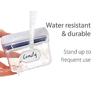 Removable Waterproof Food Labels, Write-on Kitchen Labels for POP Food Storage Containers, Jars and Home Organization, Pantry & Spice Sticker, Pack of 64