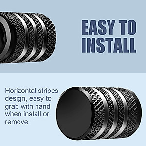 Tire Valve Stem Cap Cover - (5 Pack) Tire Air Caps Metal with Plastic Liner Corrosion Resistant Leak-Proof for Car Truck Motorcycle SUV and Bike Black