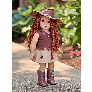 - Cowgirl - 4 Piece 18 inch Doll Outfit - Cowgirl Hat, Skirt, Top and Cowgirl Boots - (Doll Not Included)