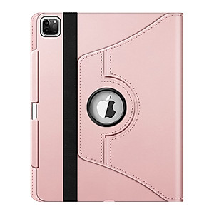 Fintie Rotating Case for iPad Pro 12.9-inch 6th Generation 2022-360 Degree Swiveling Protective Cover with Pencil Holder, Auto Sleep/Wake, Also Fit iPad Pro 12.9" 5th/4th/3rd Gen, Rose Gold