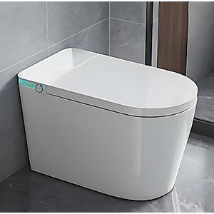 Toilet Smart Toilet Ceramic White with 85mm Wider Bidet Seat Smart Toilet with Bidet Built in Voice Control Bubble Shield L27.56" x W16.14" x H17.32"