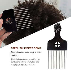 BIMIGET Hair Sponge Set (Black-A) - Magic Twist Curl Glove, Afro Brush, Metal Pick Comb for Styling