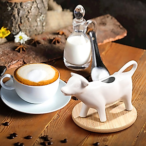Angoily Ceramic Creamer Coffee Milk Creamer Pitcher Animal Cow Shaped Serving Pitcher Sauce Pitcher Milk Creamer Jug for Kitchen,1PCS