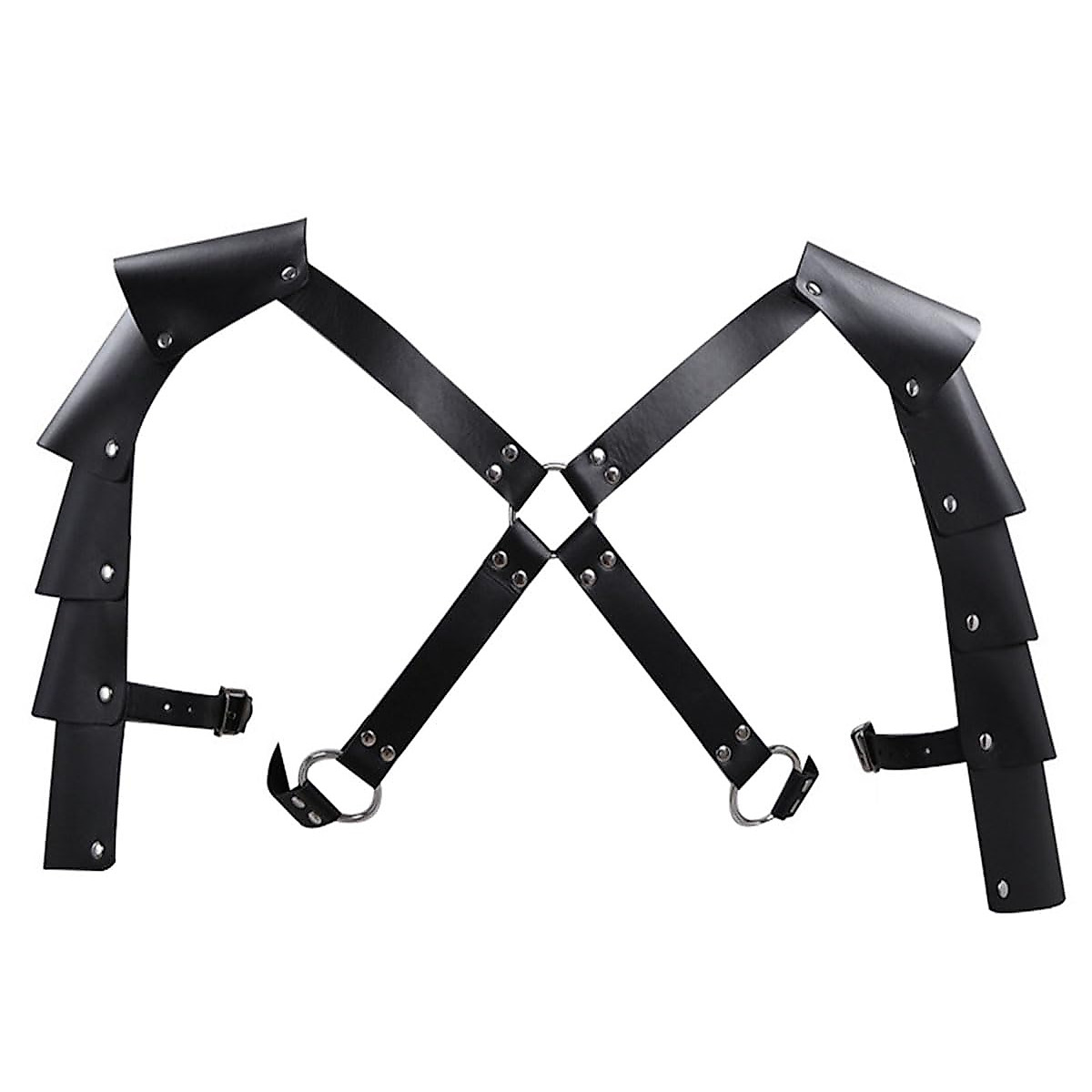 Men's Black Faux Leather Body Chest Harness Adjustable Shoulder Armors Buckles Steampunk Medieval Gothic Knight Armor