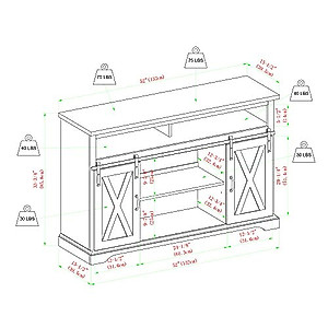 Walker Edison Clayton Farmhouse Sliding Double Barn Door TV Stand for TVs up to 58 Inches, 52 Inch, Grey Wash