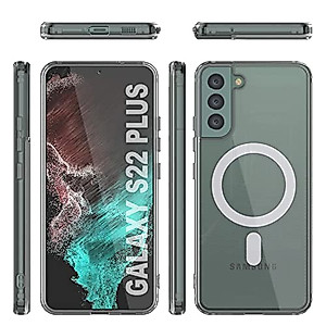 PunkCase Galaxy S22 Plus Magnetic Wireless Charging Case [ClearMag Series] Thin, Protective & Scratch Resistant Acrylic Case W/TPU Bumpers & Built-in Charge Circle for Galaxy S22 Plus 5G (6.6")
