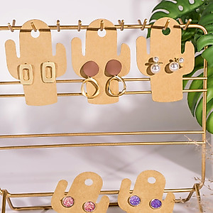 joycraft 100Pcs Cactus Earring Cards, 3.14"x2.16" Brown Earring Display Cards, Kraft Paper Hanging Display Cards, Personalized Jewelry Cards for Selling, Display, Retail, DIY Crafts