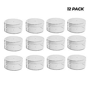 Hammont Clear Acrylic Boxes Round - 12 Pack - 4”x2” - Small Circle Lucite Containers for Candies, Gifts, Weddings, Party Favors, Treats & Accessories, Plastic Storage Boxes