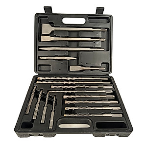 ATE Pro. USA - 17 PC SDS PLUS ROTARY HAMMER BITS DRILL BIT & CHISEL GROOVE CONCRETE - Masonry SDS Plus Drill Bits Set for Brick Cement Stone & Concrete w/ Case- SDS Plus Shank Fits Rotary Hammer
