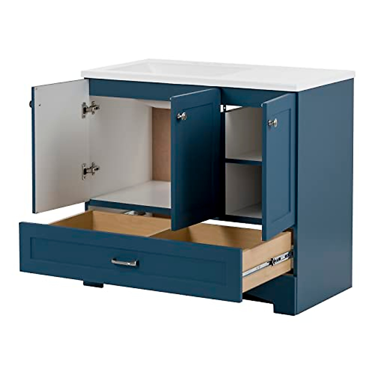 Spring Mill Cabinets Emlyn Bathroom Vanity with Sink, 18.75"D x 36.25"W x 32.89"H, Admiral Blue