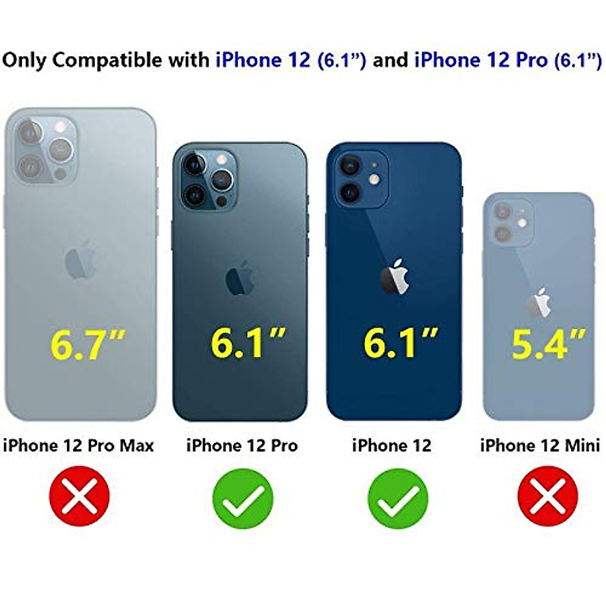 JOYAKI Wallet Case Compatible with iPhone 12 Pro/12,Slim Protective case with Card Holder,Premium PU Leather Kickstand Card Slots Case with a Screen Protective Glass for iPhone 12pro/12(6.1")-White