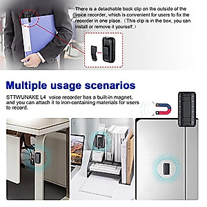 128GB Magnetic Voice Activated Recorder,2000 Hours Recording Capacity,Continuous Recording for 12 Days,Digital Audio Recorder, Small Recording Devices,STTWUNAKE