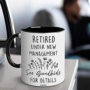 WHIDOBE Retirement Gifts for Women, Retirement Gifts for Grandma, Woman, Mom, Coworker, Retired Mug Retired Under New Management See Grandkids For Details Mug For Mothers Day Birthday Christmas 11OZ