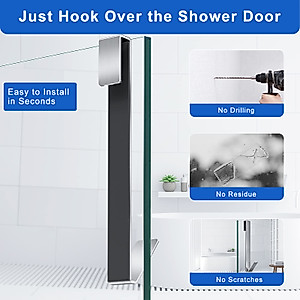 FUMAX Shower Door Hooks 10 in, Shower Hooks for Towels, Heavy Duty Drilling-Free Extended Shower Towel Hooks for Bathroom Frameless Glass Shower Door, Over The Door Towel Hooks 3 Packs