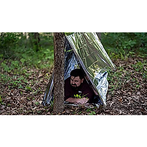 SharpSurvival Shack Emergency Survival Shelter Tent - 2 Person Mylar Tube Tent - Lightweight 8' x 5' All Weather Waterproof Shelter Conserves Heat - Reflective Tents for Camping/Hiking and more