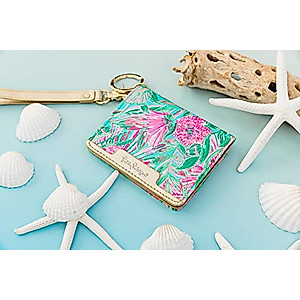 Lilly Pulitzer Snap ID Card Case, Cute Keychain Wallet, Slim Credit Card Holder with Wristlet Strap, Coming in Hot