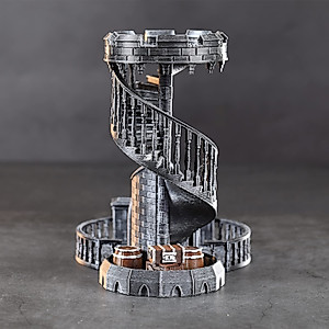 AUSPDICE DND Dice Tower - 36 Step Retro Color Tower for High Randomness in Table Games Like Dungeons and Dragons - Perfect Role Playing Game Gift (Ancient Silver Color)