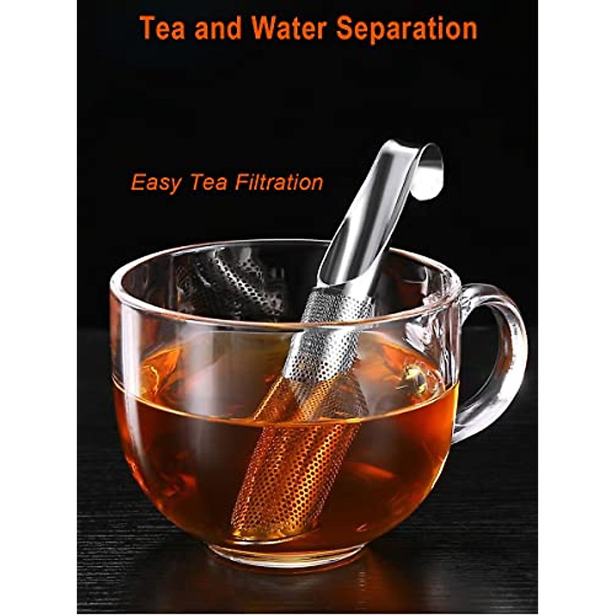 2PCS Tea Infuser for Loose Tea, 304 Stainless Steel Tea Strainer, Loose Leaf Tea Filter, Tea Diffuser, Long-handle Tea Steeper for Steep Tea, Loose Tea, Coffee, Rose, Spices