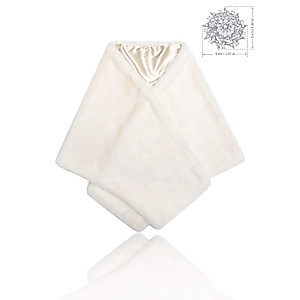 Jovono Women's Bride Wedding Faux Fur Shawl Wrap Bridal Fur Scarf Fur Wraps and Shawls for Women (Ivory)