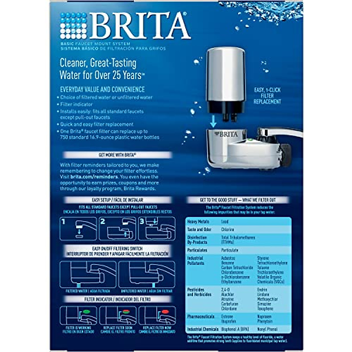 Brita Water Filter for Sink, Faucet Mount Water Filtration System for Tap Water, Reduces 99% of Lead, Chrome