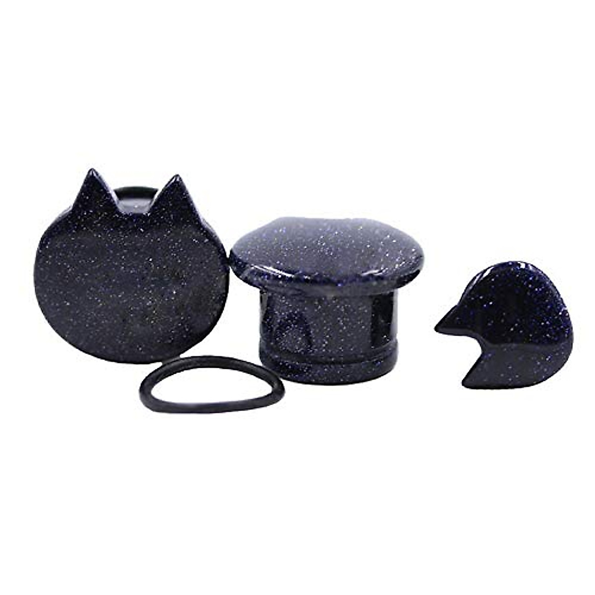 Piercingpops 2 Pairs Cat Opalite/Created-Blue Stone Ear Gauges Tunnels Plugs Stretchers Expander Body Piercing (Gauge=8mm(0g))