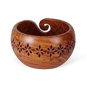 Personalized Wooden Yarn Storage Bowl, Yarn Storage Organizer with Name, Handmade Perfect For Knitting and Crocheting, Personalized ( 7"" Dia x 4"" H)