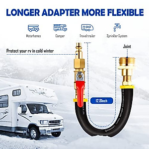 RV Winterizing Kit with Sprinkler Blowout Adapter, Shut Off Valve - For Winterizing RV, Camper, Boat, Motorhome Systems