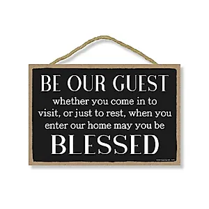 Honey Dew Gifts, Be Our Guest, Wall Hanging Sign, 7 Inch by 10.5 Inch, Front Door Decorations, Welcoming Sign for Vacation Rental, Housewarming Gift, Summer Decorations for Home, 76293