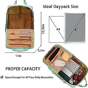 KeKour Laptop Backpack for Women,14 Inch Work Laptop Bag with USB Port Travel Computer College Casual Daypack for Weekender (Green)