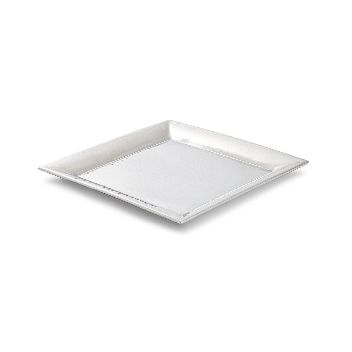 Artisan Hammered Stainless Steel 16-Inch Square Serving Tray, Large