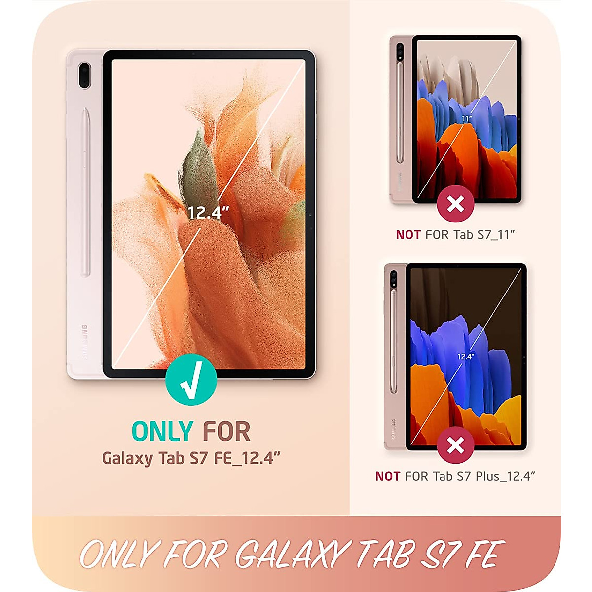 i-Blason Cosmo Case for Samsung Galaxy Tab S7 FE 12.4" 2021 Release Only, Full-Body Trifold with Built-in Screen Protector Protective Smart Cover with Auto Sleep/Wake & Pencil Holder (Marble)