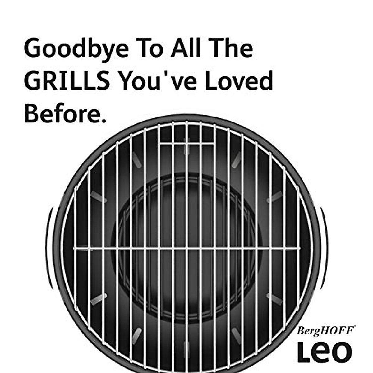 BergHOFF LEO Portable Tabletop BBQ Grill To-go grill with Heat Resistant Base Easy-carry strap & detachable handles, Removable elements, Adjustable airflow, 13.75", White