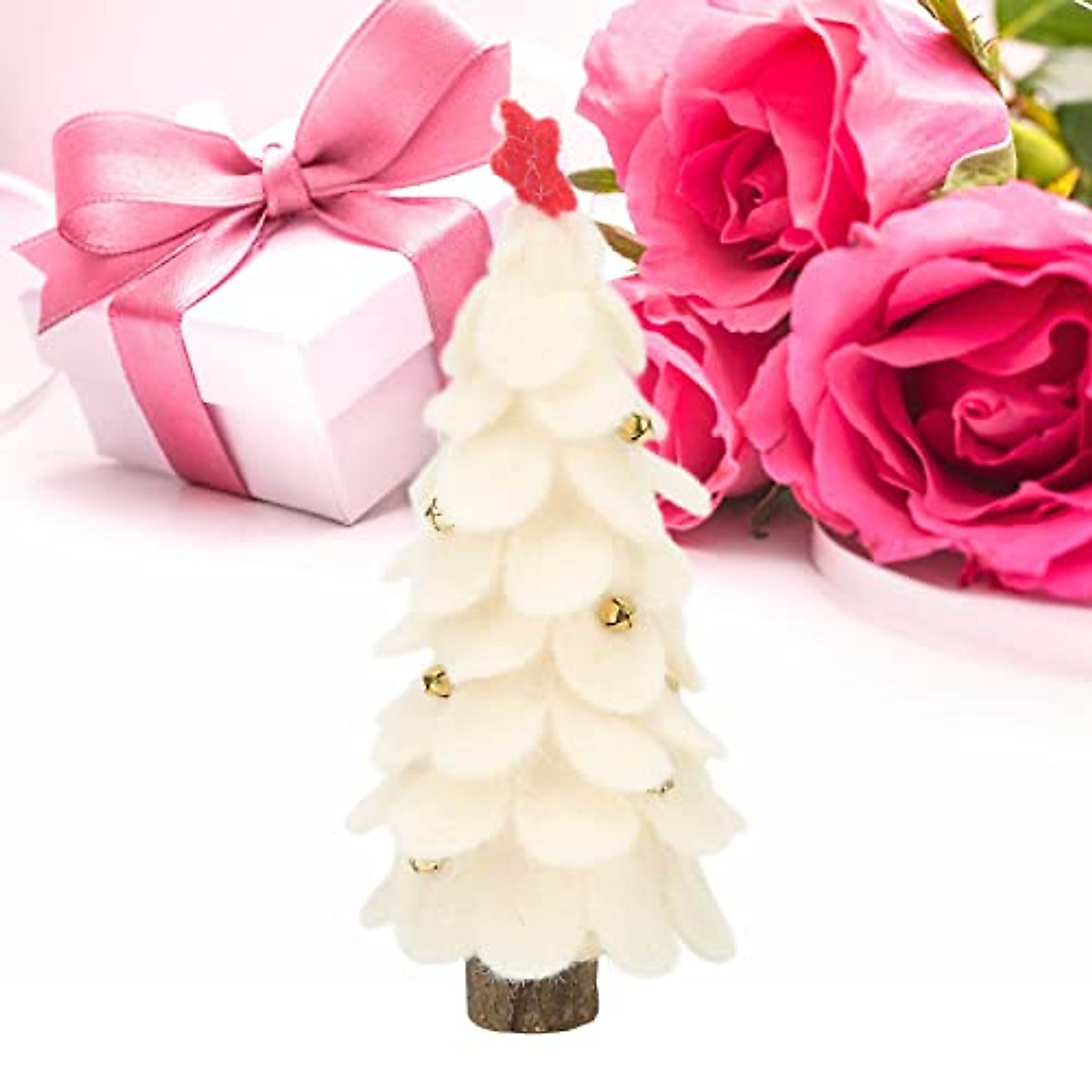 AMONIDA Wool Felt Christmas Tree Xmas Desktop Decoration Holiday Window Scene Green 2023 White Ornament Wool Felt, Log Cute Decorated for Decorative Pendants, Drops & Finials