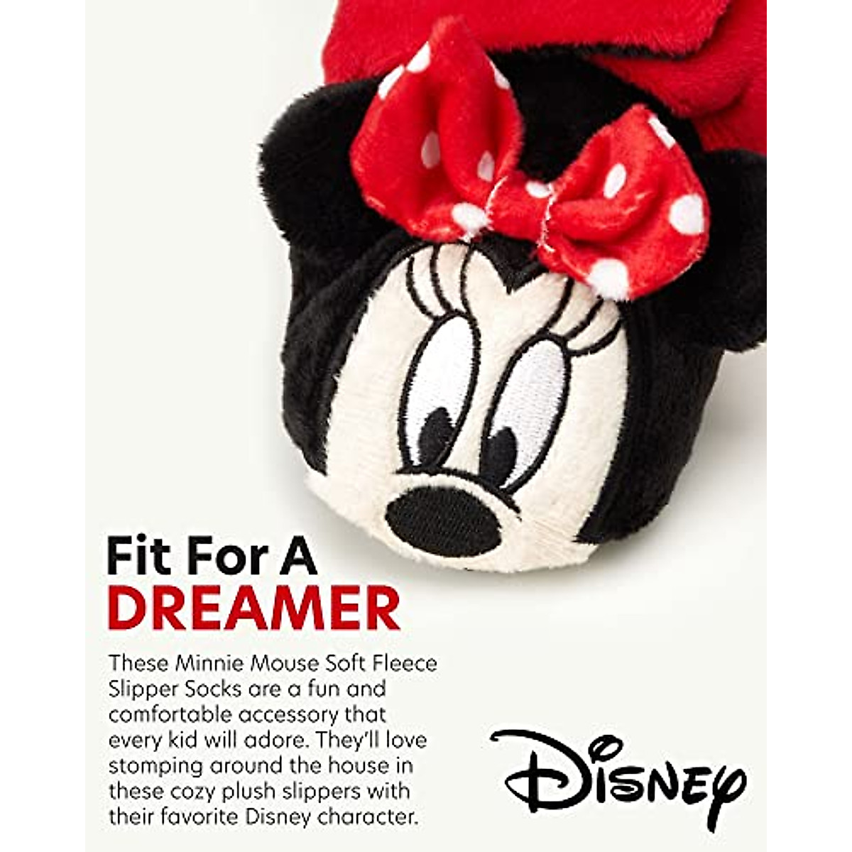 Disney Baby Girls' Minnie Mouse Booties - Soft Fleece Slipper Socks (Newborn/Infant), Size 12-18 Months, Minnie