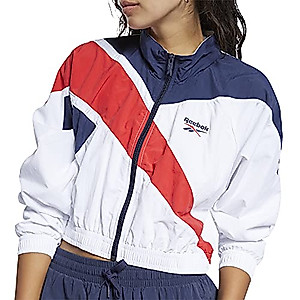 Reebok Classics Cropped Track Top, White/Vector Navy/Vector red, L