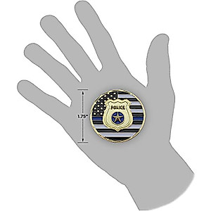 Law Enforcement Police Coin, Thin Blue Line Challenge Coin, Pocket Token of Appreciation and Protection. Gold-Color Plated Challenge Coin