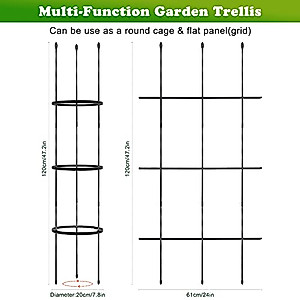 2 Pack Garden Trellis, 2 in 1 Plant Cages & Supports for Vines Crop, Plant Trellis for Climbing Plants Indoor Outdoor, Plant Stake for Flower, Vegetable, Tomato,Vines, Pot Trellis for Potted Plants
