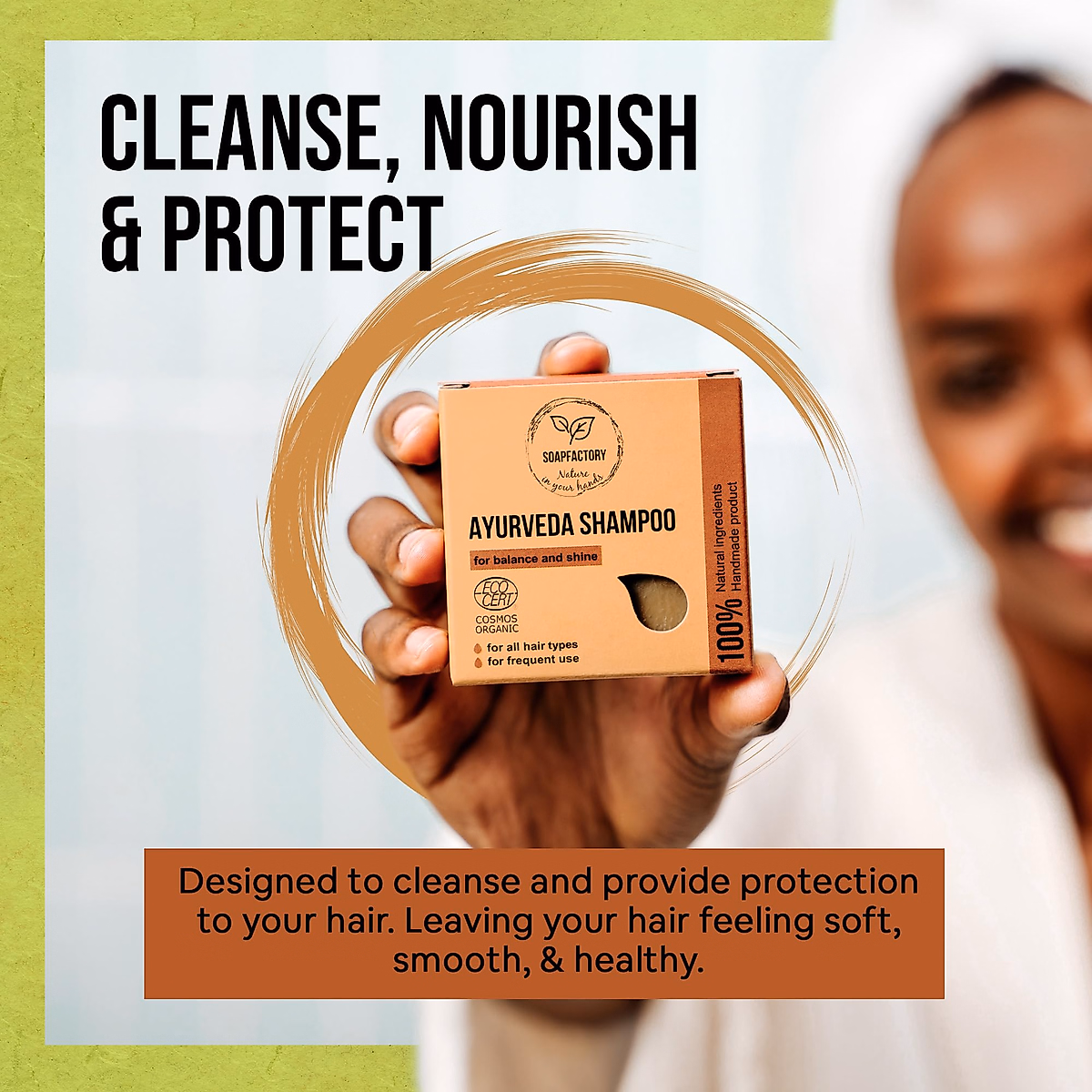 SoapFactory Ayurveda Solid Shampoo Bar with Castor Oil for Hair Growth, Ayurvedic Organic Hair Soap for Men and Women, 100% Natural, Vegan, 3 ounce