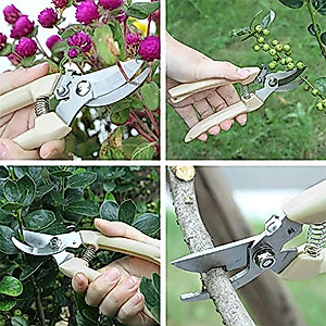 BUGUI Bypass Garden Pruning Shears - 2 Pack, Ultra Lightweight Hand Pruners Make Cut Smooth & Clean, Professional Gardening Scissors for Cutting Live Flowers, Plants, Light Branches.