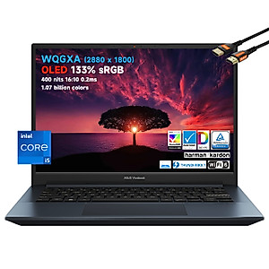 ASUS VivoBook Pro 14" OLED WQGXA (2880 x 1800) Slim Laptop, Intel Core i5-11300H up to 4.4 GHz, 16:10 400 nits 133% sRGB Pantone, Harman/Kardon, Backlit, Thunderbolt 4 (8GB RAM | 256GB PCIe SSD)