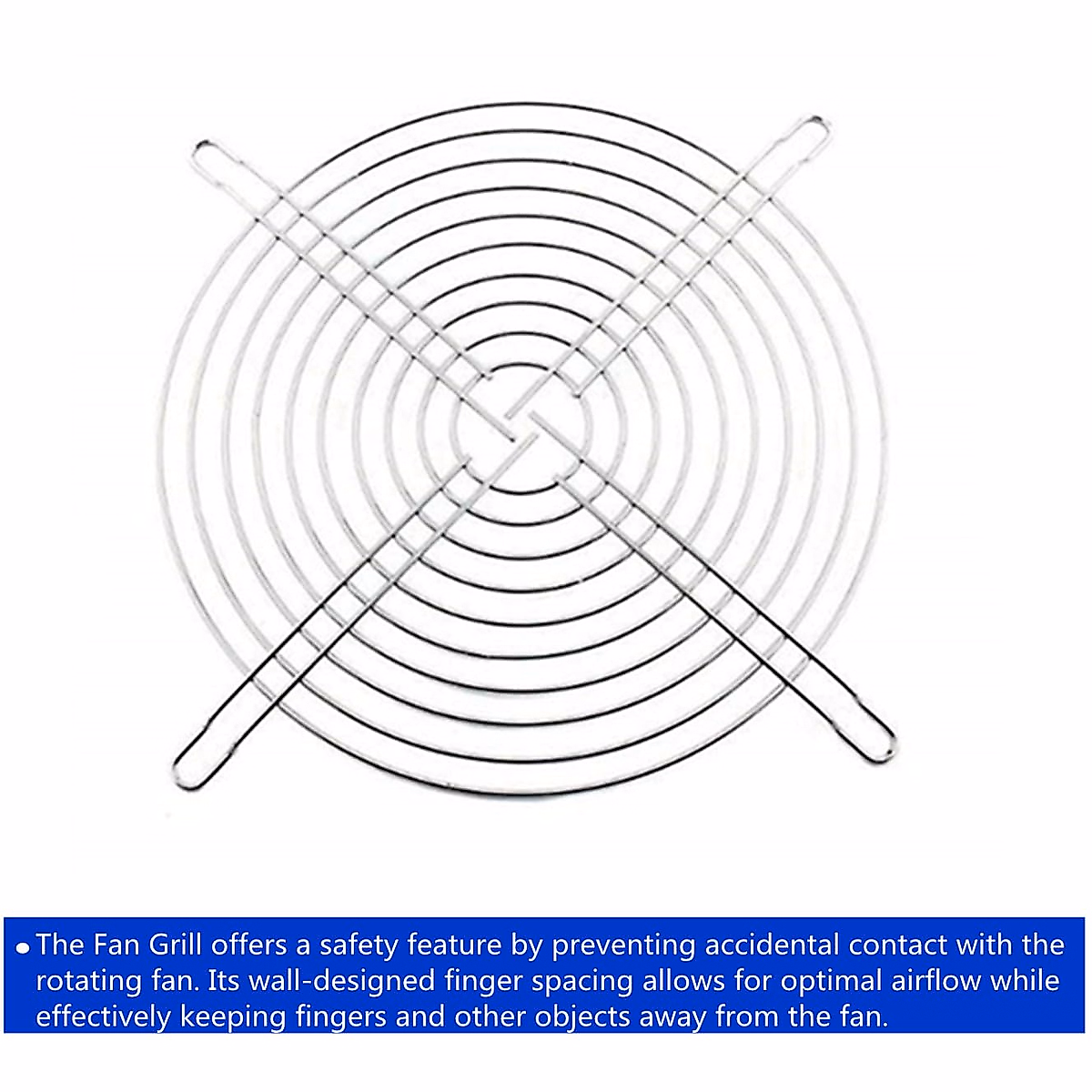 Metal 200mm PC Computer Fan Grill Mounting Finger Guard Protection Cover,Pack of 2