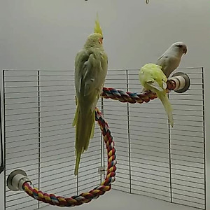 Bird Rope Perches, Colorful Cotton Parrot Toys Comfy Perch for Rope Bungee Bird Toy for Parakeets, Cockatiels, Conures, Lovebirds, Budgie (Large)