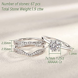 Wuziwen Wedding Rings for Women Solitaire Ring Enhancer for Engagement Ring Sterling Silver Size 7.5