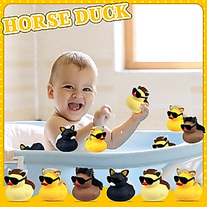 12 Sets Horse Duck with Glasses Mini Western Duck Toys for Baby Shower Birthday Cowboy Cowgirl Horse Farm Western Theme Party Gift Favor Decorations