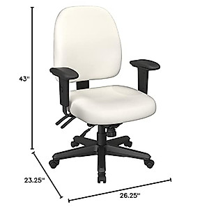 Office Star Ergonomic Mid Back Office Desk Chair with Adjustable Height, Tilt, and Padded Arm Rests, Dillon Snow Fabric