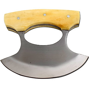 Wild Turkey Handmade Chef Kitchen Alaskan Ulu knife Crescent Blade Bone Handle (WT)