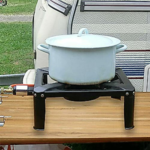 Camping Stove - Portable Propane Stove Burner Gas Cooker, with Adjustable 0-20PSI Regulator Hose, Heavy Duty Iron Cast Gas Boiling Ring BBQ Grill with Detachable Legs for Camp Patio RV Cooking Outdoor