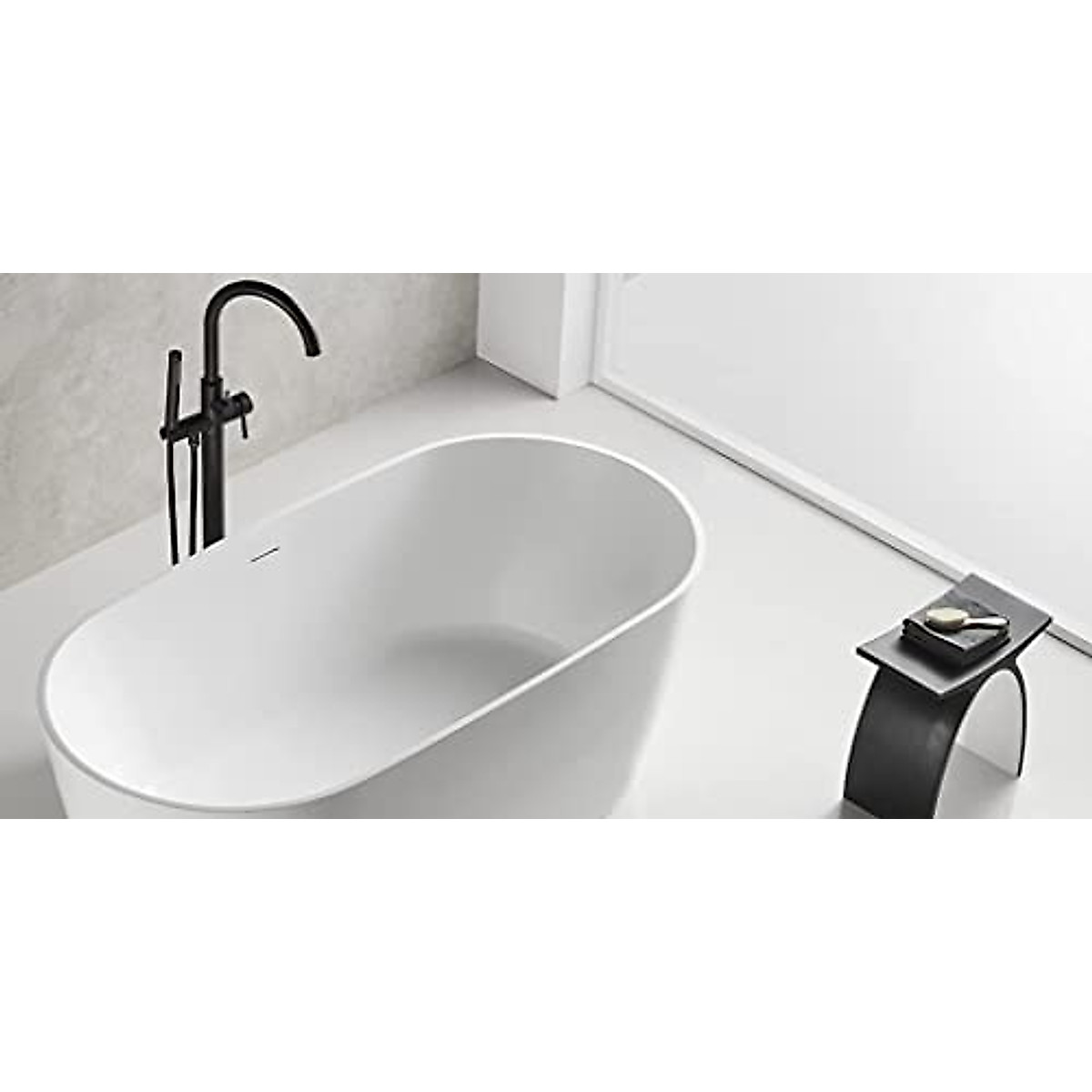 Westbrass DF02043-62 Floor Mount Freestanding Bathtub Filler Faucet with Handheld Shower, Matte Black