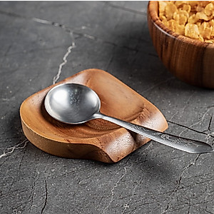 Large Acacia Wood Spoon Rest (5"): Farmhouse Holder to Rest Utensils, Ladles, Tea Spoons & Spatulas On Stoves, Work Tops & Table Tops - Handcrafted & Sustainably Grown