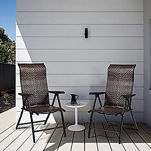 Tangkula Patio Rattan Folding Chair, Outdoor Wicker Portable Camping Chair with Widened Armrest, Foldable Chair with High Backrest for Garden Balcony Outdoor & Indoor (1)